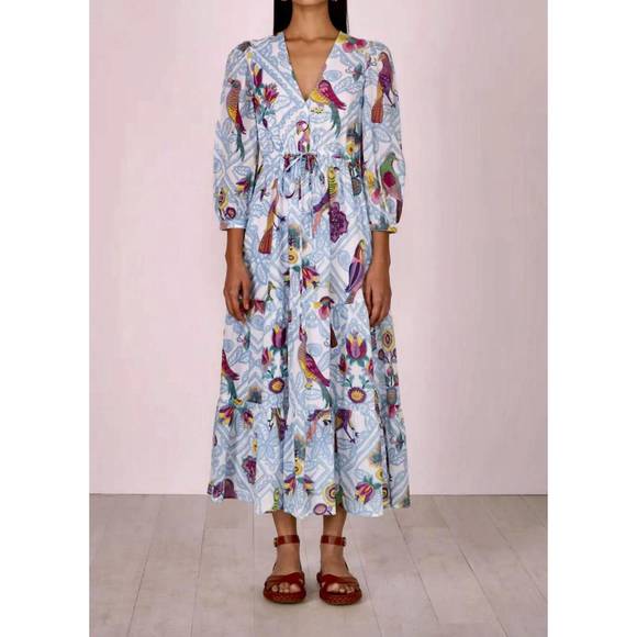 Banjanan | Dresses | New Banjanan Castor Dress In Folk Floral Sky ...